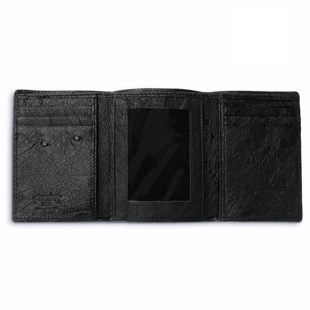 Mens Full Ostrich Quill Trifold Wallet in Black – Alligator Warehouse