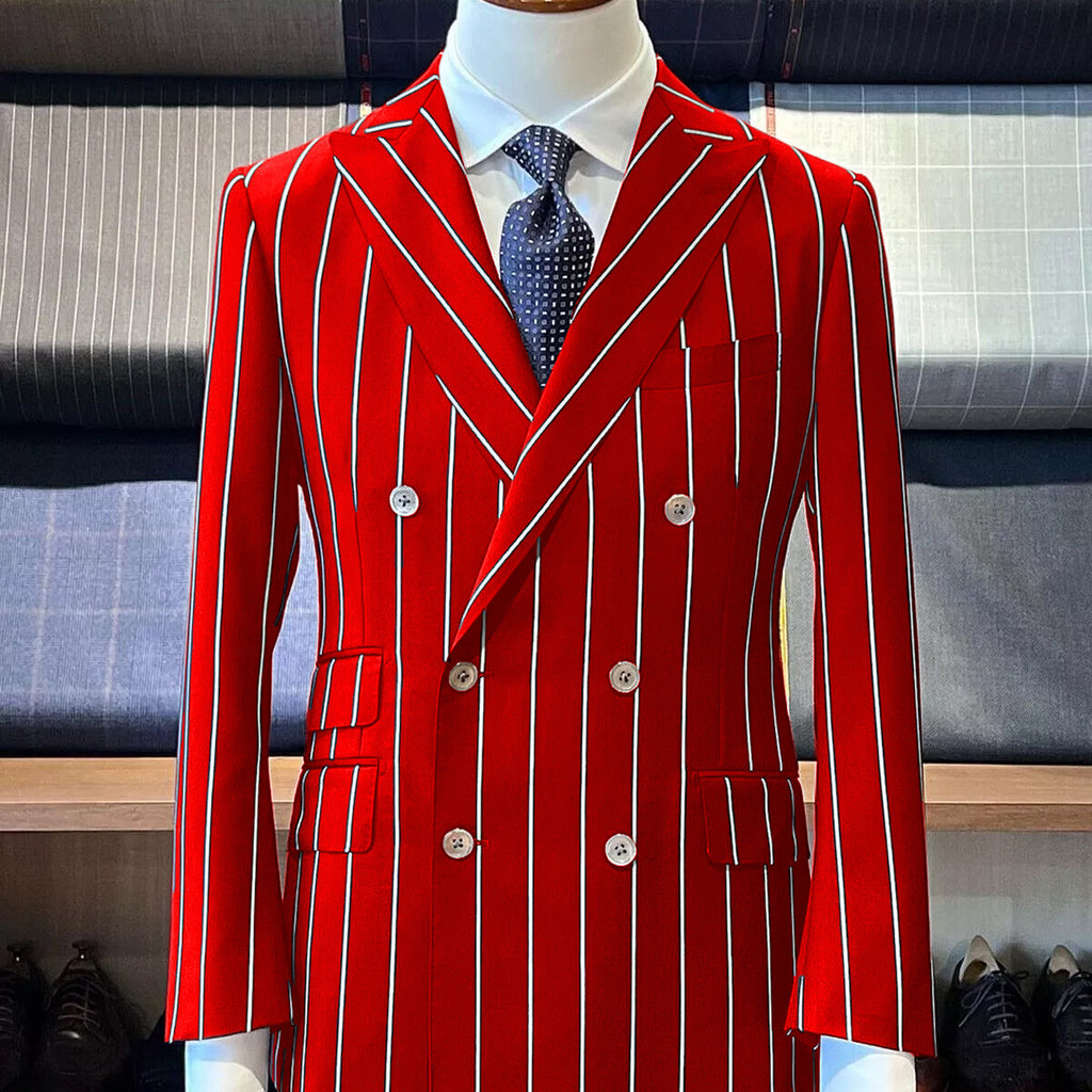 Hot Red Pinstripe Suit - Gangster Suit - 1920's Suit - Double Breasted ...