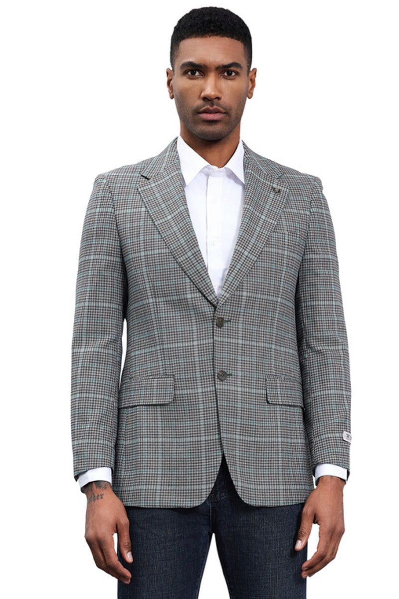 Men's Stacy Adams Modern Fit Business Sport Coat Blazer in Grey Plaid ...