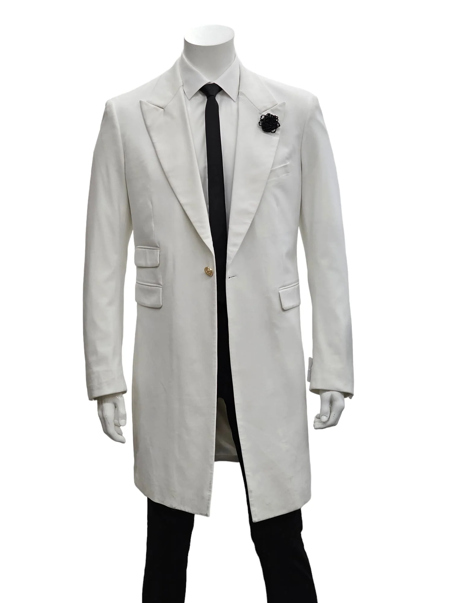 Mens White Velvet Victorian Tailcoat Tuxedo – Three Quarter Length ...