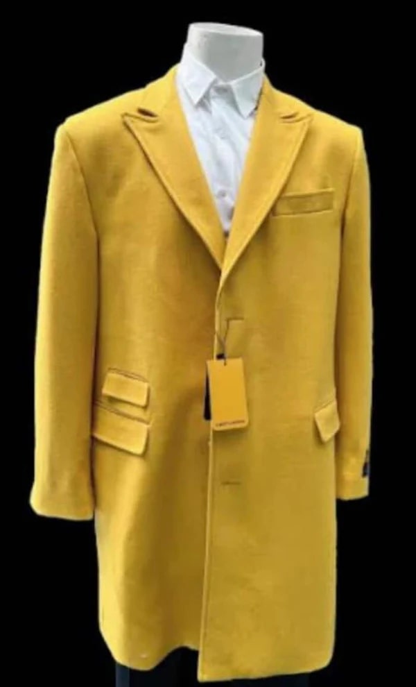 Mens Gold - Yellow Wool Fashion Overcoat - Gold - Yellow Overcoat ...