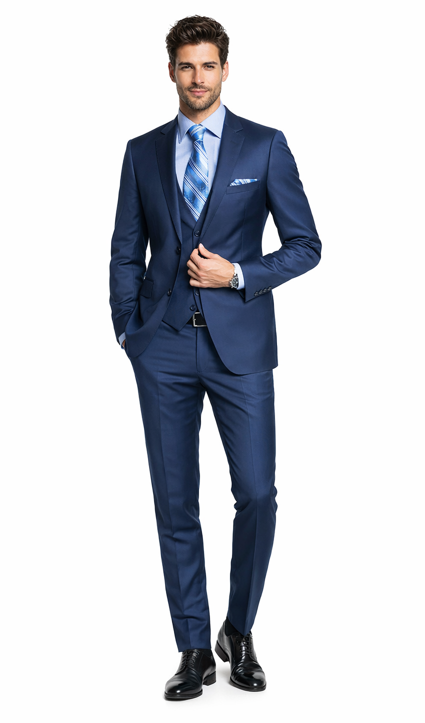 Bertolini Wool & Silk 2Pc French Blue Suit – Alligator Warehouse