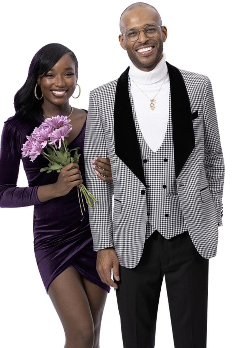 "EJ Samuel Men's One-Button Houndstooth Tuxedo: Professional Panache ...
