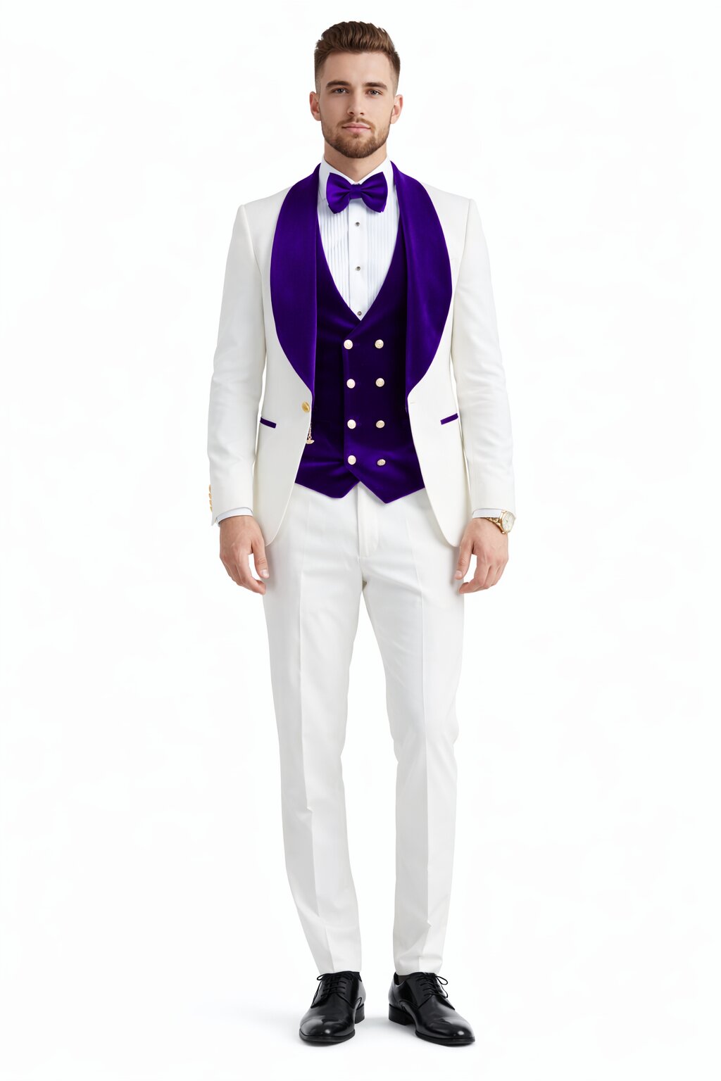 Purple Prom Suit - Purple Prom Outfit -White and Purple Prom Tuxedo ...