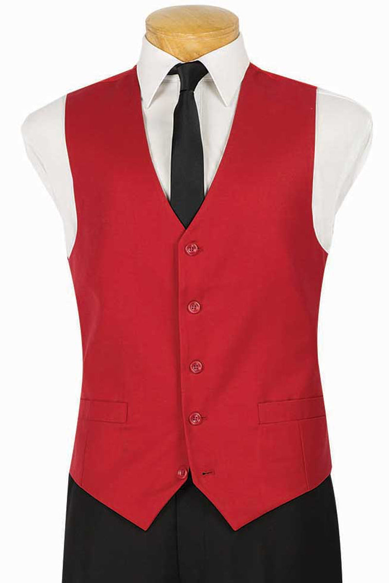 Mens Classic 5 Button Suit Vest in Red – alligatorwarehouse